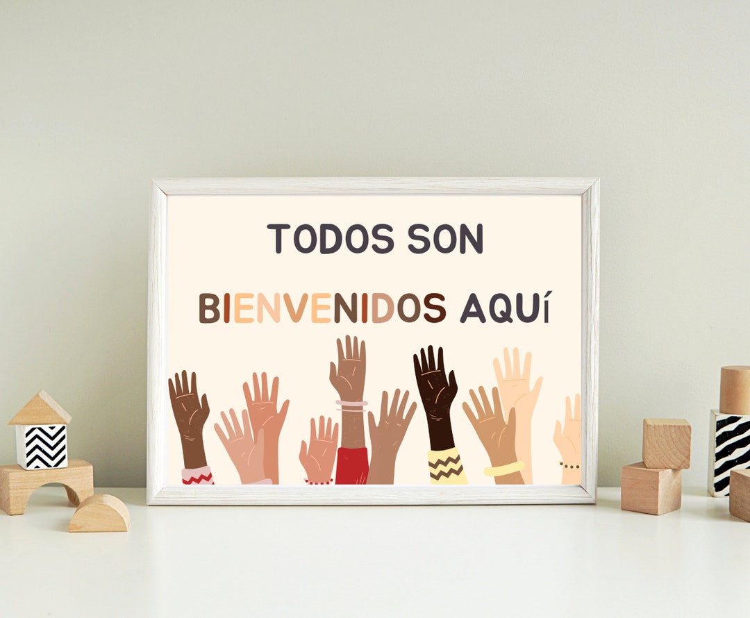 Spanish Classroom Decor, All Are Welcome Here, Diversity Printable Art ...