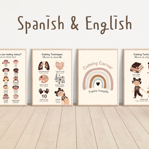 Set of 4 Educational Postersbilingual Spanish Emotioncalming - Etsy