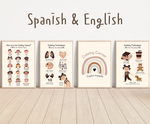 Set of 4 Educational Postersbilingual Spanish Emotioncalming - Etsy