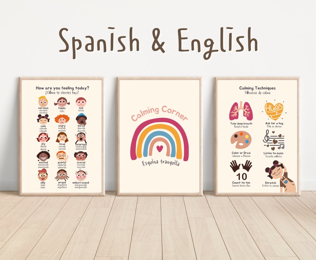 Set of 3 Educational Posters,bilingual Spanish Emotion,calming Corner ...
