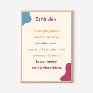 Positive Spanish Affirmation Poster for Spanish Kids,motivational ...