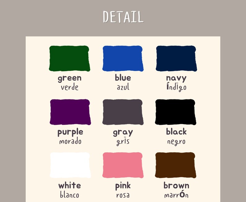 Spanish Colors Posters Color Names Bilingual Color Poster - Etsy