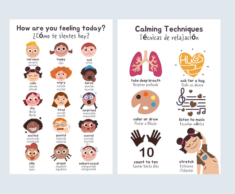 Bilingual Spanish Educational Posters Set for Kids and - Etsy