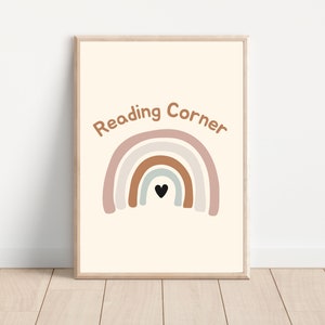 Reading Corner Decor Sign Poster,boho Classroom Decor, RAINBOW ...