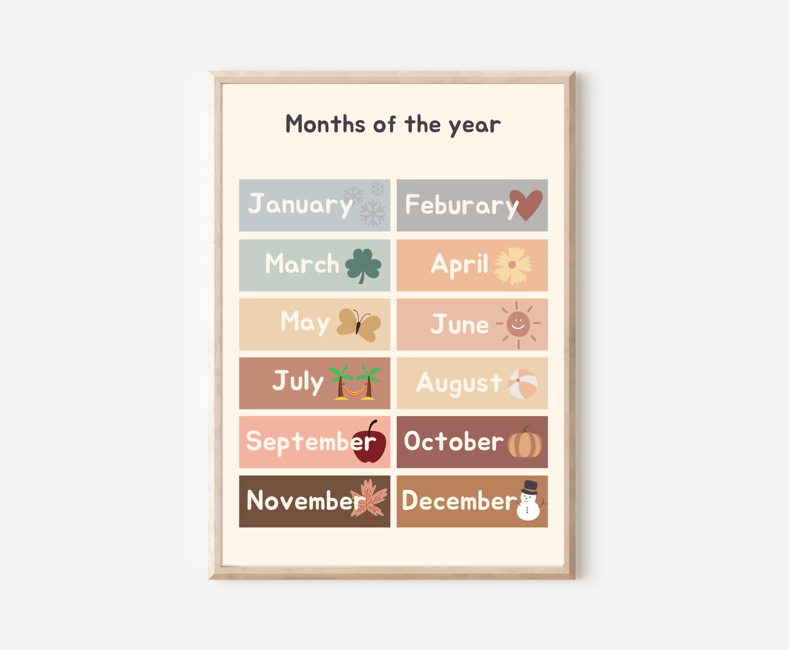 Months Poster,months of the Year Poster,digital Download Poster,boho ...