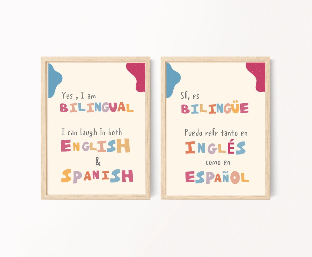 Set of 2 Bilingual Nursery Wall Art Decor for Bedroom, Playroom, Home ...