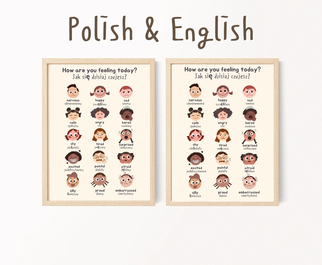 Bilingual Polish Emotion Education Printable Art, Polish Digital Print ...