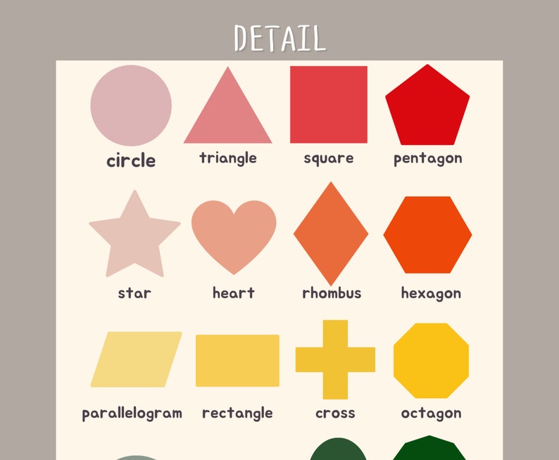 Set of 2 Shapes and Colors Poster Shapes and Colors | Etsy