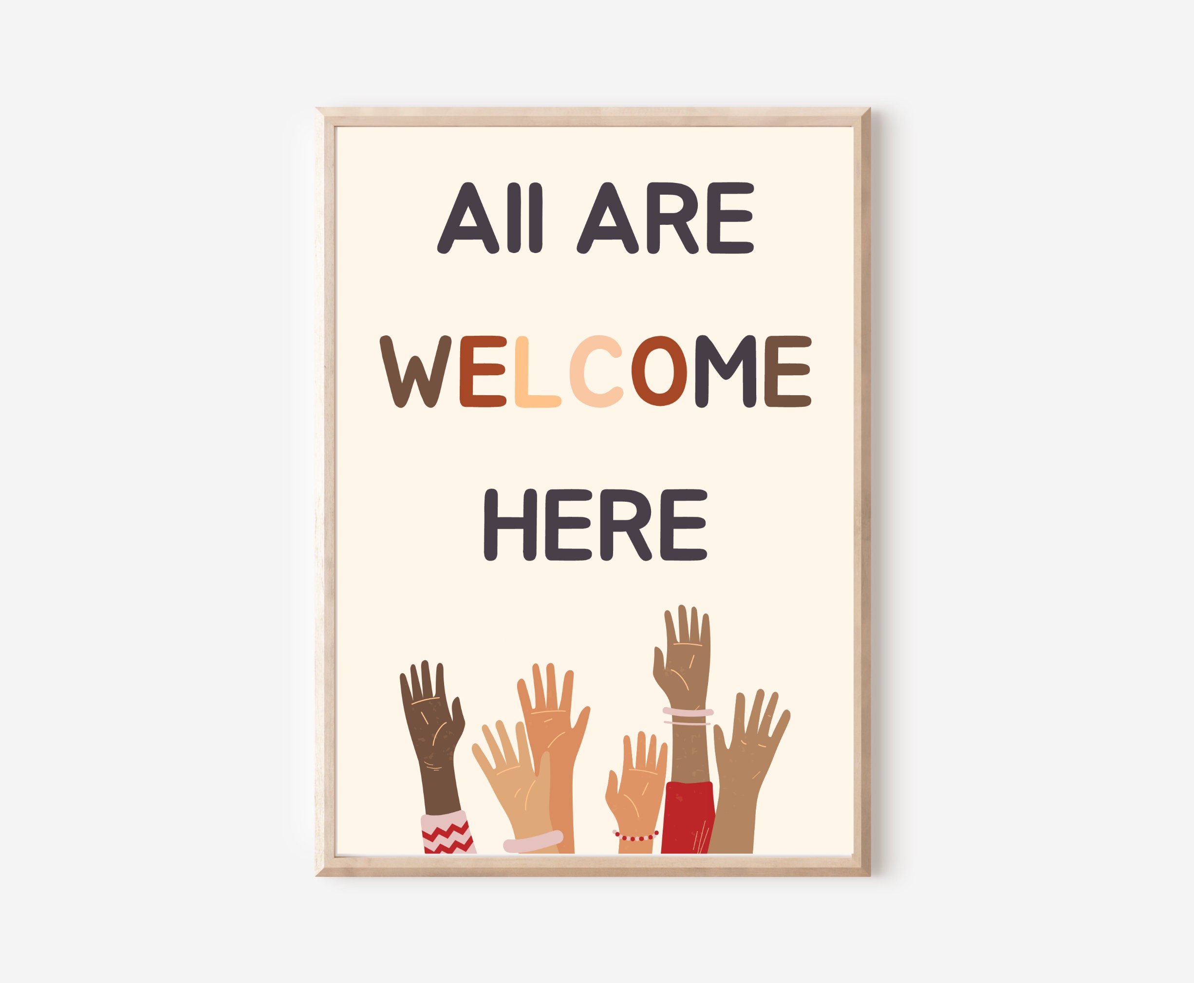 All Are Welcome Here Poster: Diversity Art, Classroom Decor (digital ...