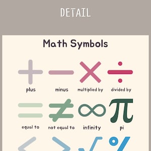 Math Symbols Poster,mathematical Symbols,educational Poster for Kids ...