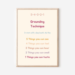 Grounding Technique Chart, Mental Health Digital Poster,sensory Corner ...