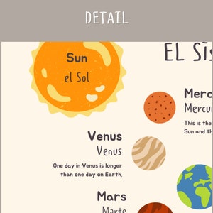 Bilingual Spanish Solar System Poster, Educational Poster, Printable ...