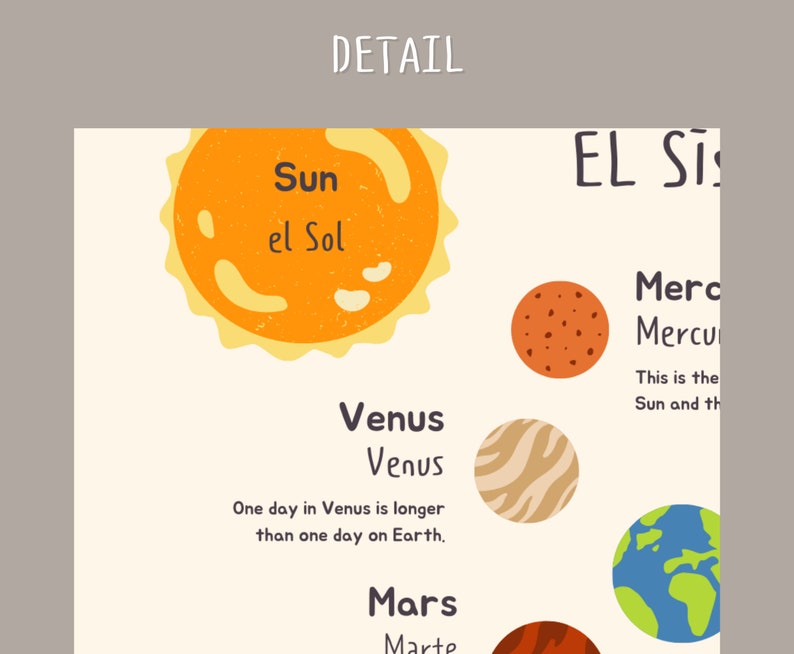 Bilingual Spanish Solar System Poster Educational Poster | Etsy