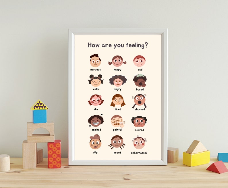 Emotions Chart Poster: Boho Feelings, Kids Learning (digital Download ...