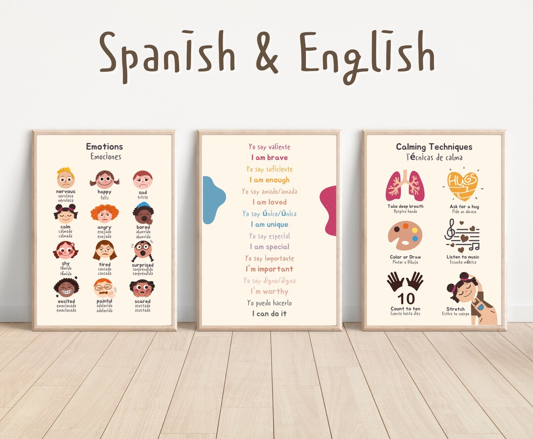 Set of 3 Calm Down Corner Kit for Spanish Kids, Printable Emotional ...