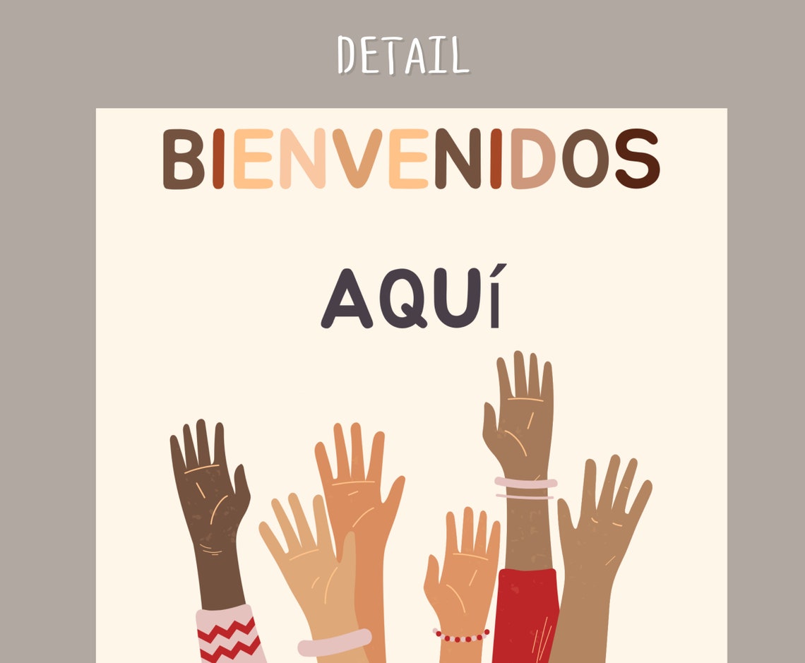 Spanish Classroom Poster: All Are Welcome Here, Diversity Art (digital ...