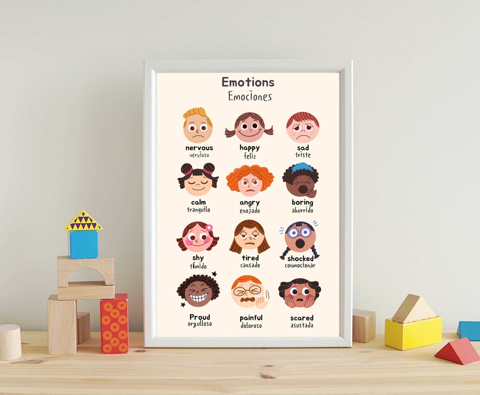 Bilingual Emotions Poster Spanish English Feelings Poster | Etsy