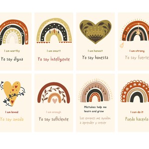 Bilingual Spanish Girl Affirmation Cards for Kids , Printable Positive ...