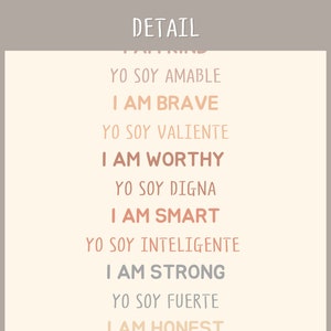 Bilingual Spanish Classroom Decor, Positive Affirmation Poster for ...