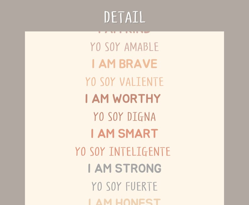 Bilingual Spanish Classroom Decor Positive Affirmation Poster - Etsy