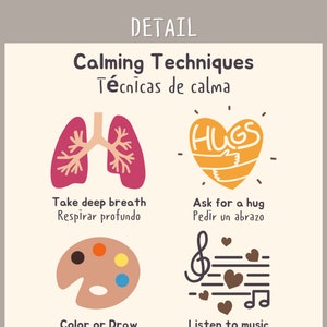 Bilingual Spanish Calming Techniques Poster, Calming Chart, Calming ...