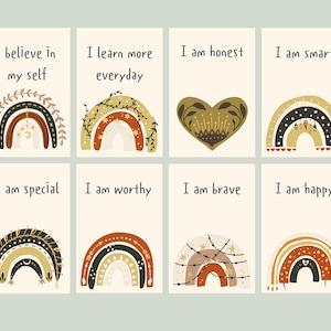 Rainbow Boho Affirmation Cards for Kids Printable Positive | Etsy