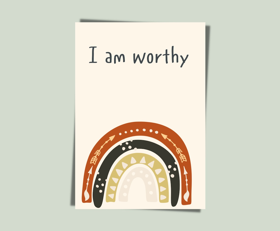 Rainbow Boho Affirmation Cards for Kids Printable Positive | Etsy