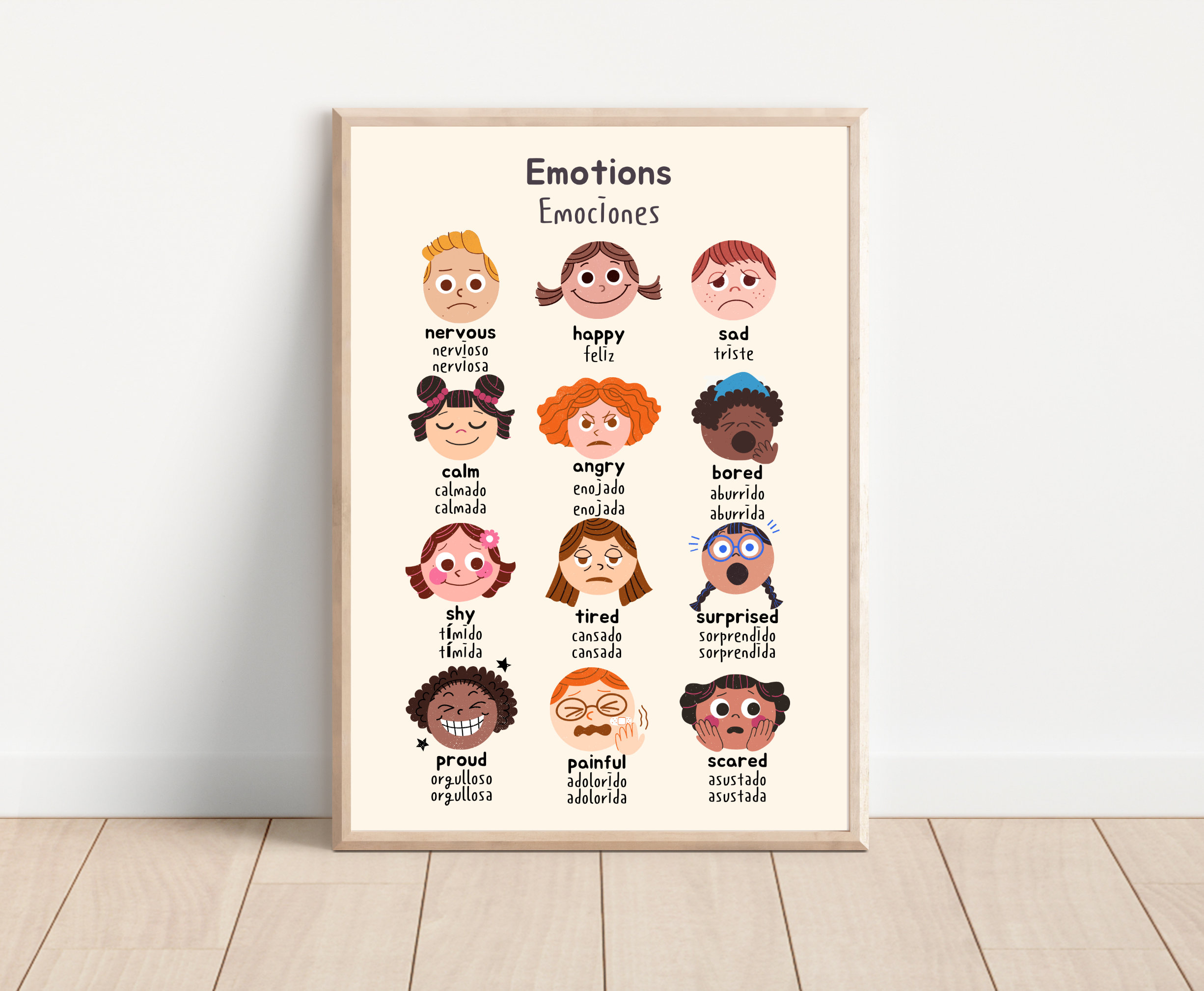 Bilingual Emotions Poster Spanish English Feelings Poster - Etsy