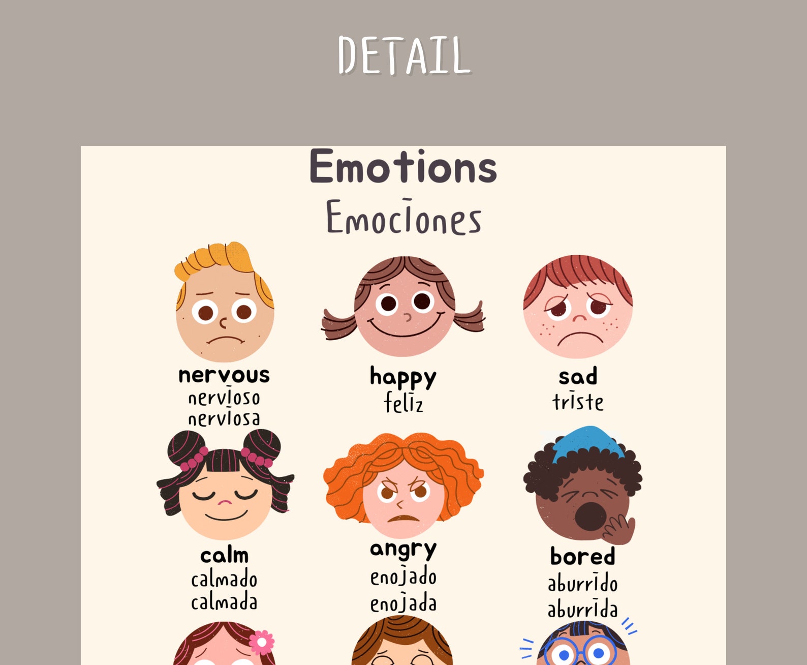 Bilingual Emotions Poster Spanish English Feelings Poster - Etsy