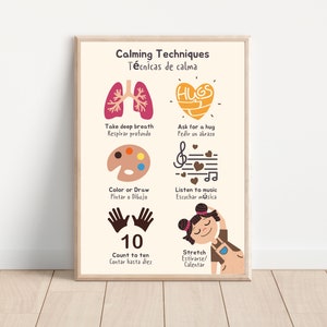 Bilingual Spanish Calming Techniques Poster, Calming Chart, Calming ...