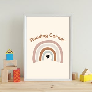 Reading Corner Decor Sign Poster,boho Classroom Decor, RAINBOW ...