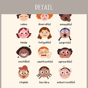 French Educational Poster for French Classroom and Nursery, Emotions ...