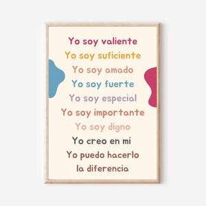 Spanish Classroom Decor, Positive Affirmation Poster for Toddler ...