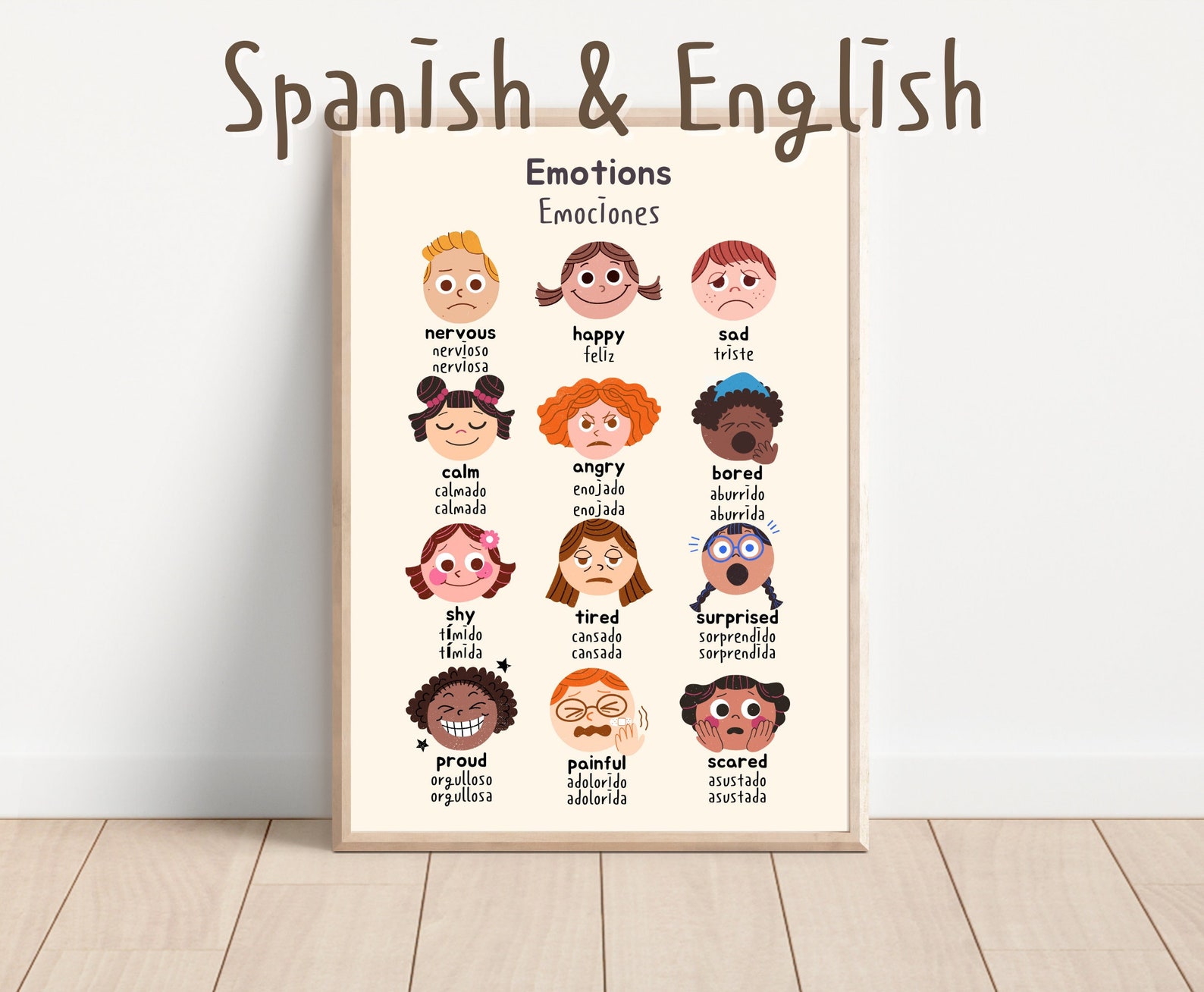 Bilingual Emotions Poster Spanish English Feelings Poster - Etsy