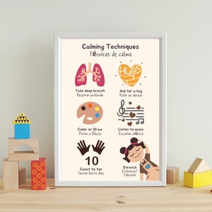 Bilingual Spanish Calming Techniques Poster, Calming Chart, Calming ...