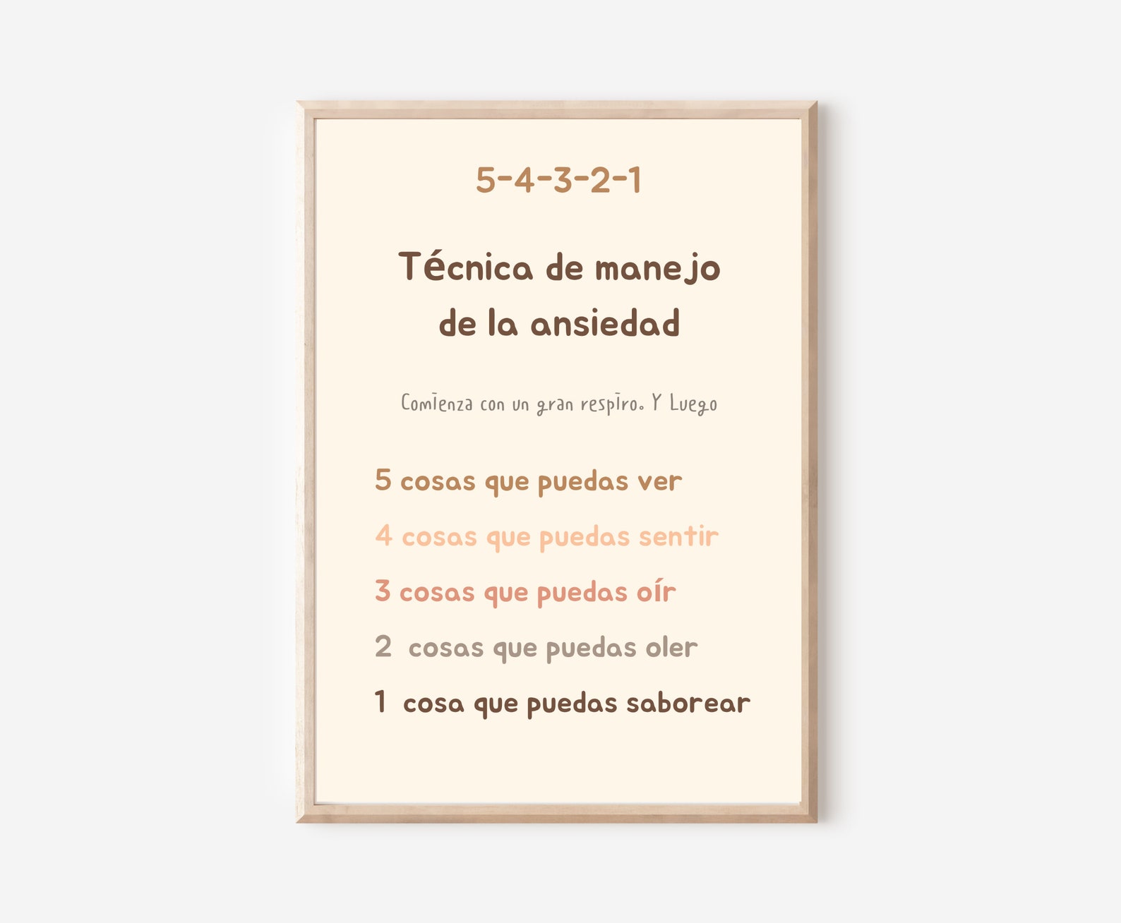 Spanish Grounding Technique Chart Mental Health Digital - Etsy