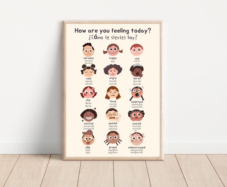 Bilingual Spanish English Feelings Chart Poster (digital Download) - Etsy