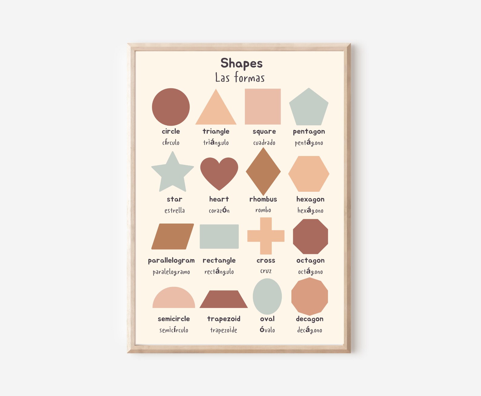 Shapes Educational Bilingual Spanish Poster Printable English - Etsy