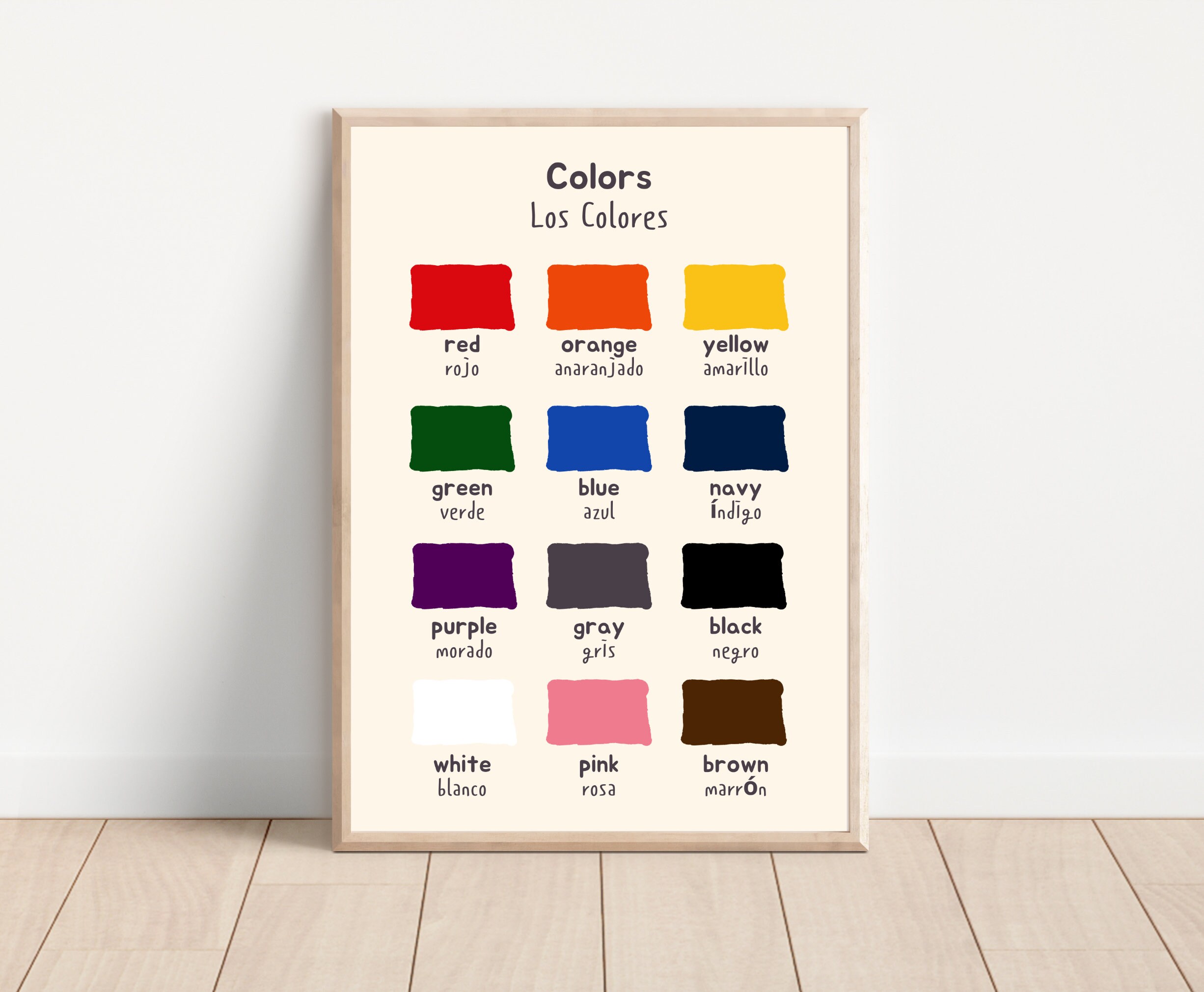 Spanish Colors Posters Color Names Bilingual Color Poster - Etsy