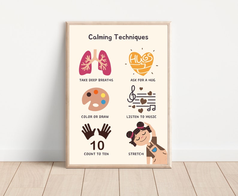 Calming Techniques Chart Poster Calming Corner for Preschool | Etsy