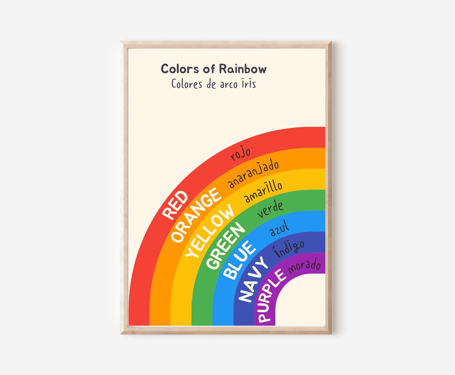 Bilingual Spanish Rainbow Colors Posters Color Names - Etsy