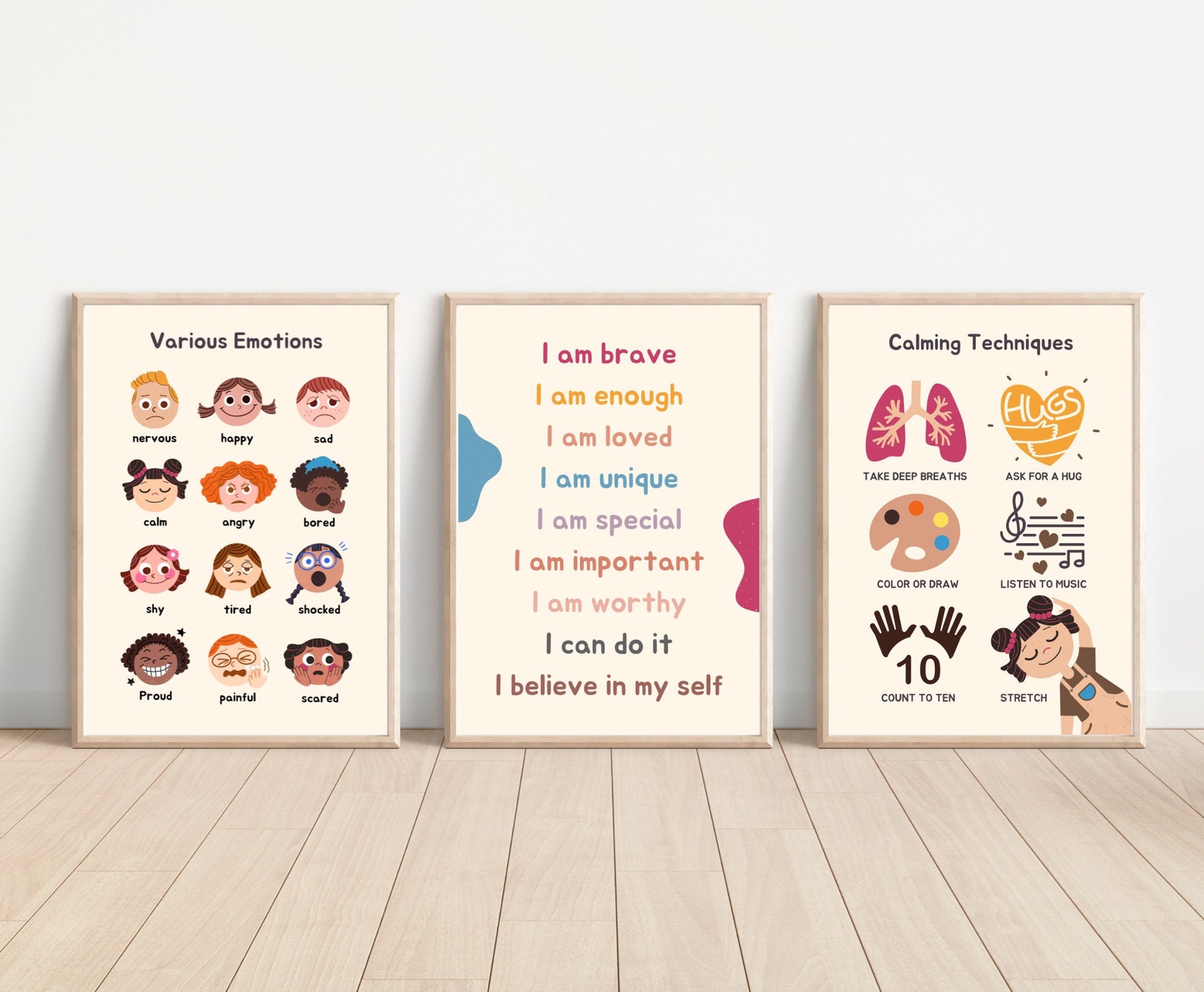 Set of 3 Calm Down Corner for Kids Learn Feelings Printable - Etsy