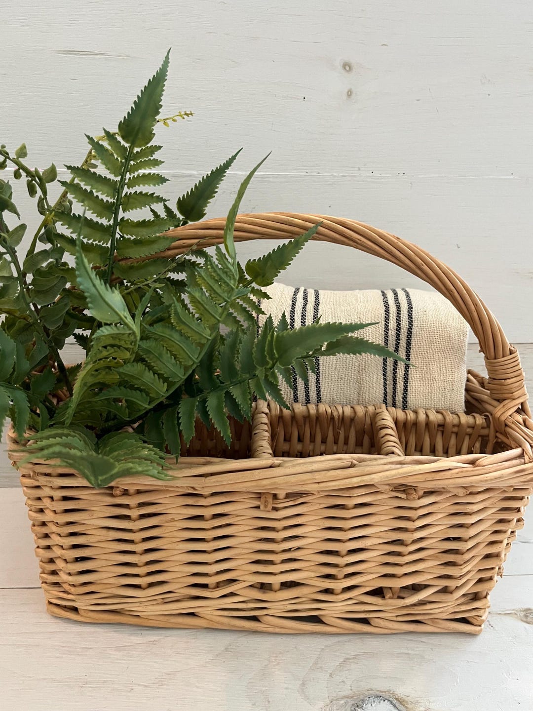 Vintage Wicker Flatware Utensil Basket With Handle. 1970’s, Excellent ...