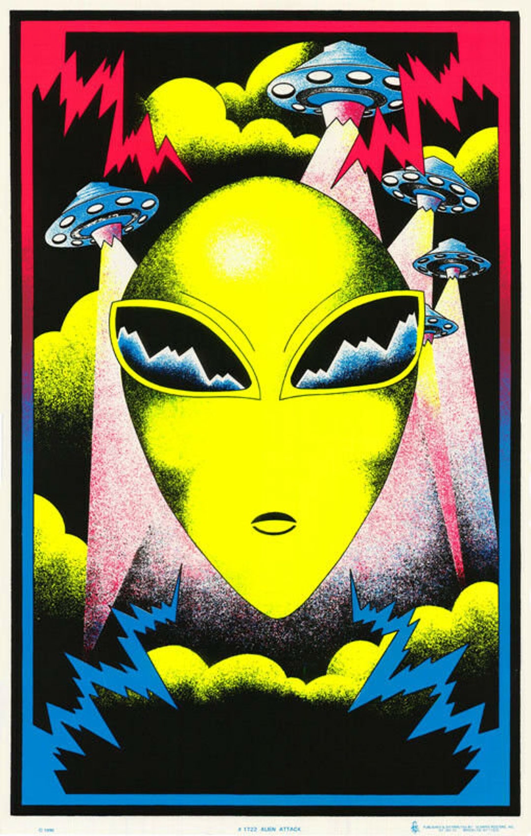 RARE Original Vintage 90s Alien Head Trippy Psychedelic - Etsy