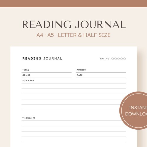Reading Journal Printable Daily Reading Log for Book Lovers - Etsy