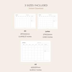 Undated Monthly Planner Printable Large Undated Planner, Horizontal ...