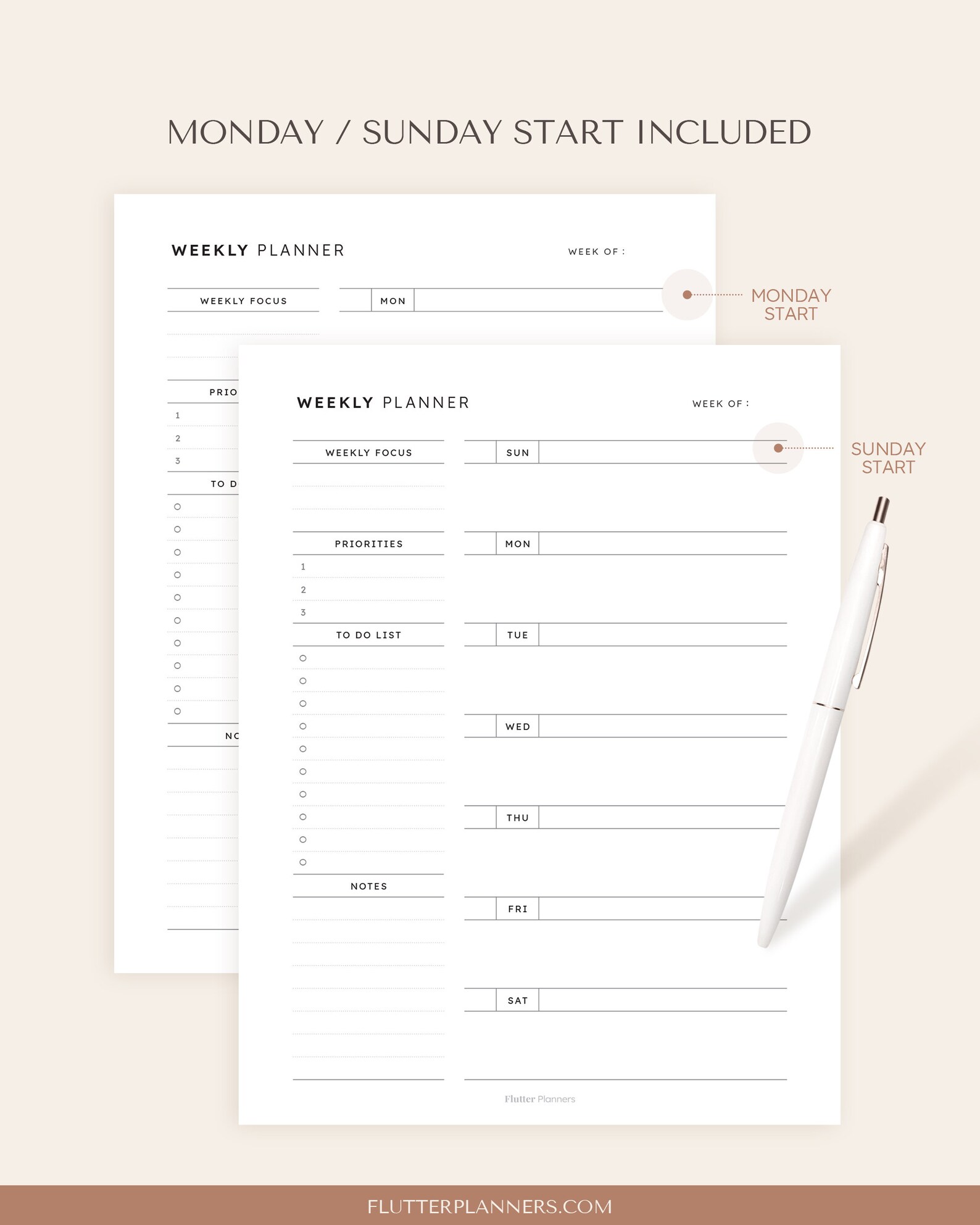 Weekly Planner Printable Weekly to Do List Template, Week at a Glance ...