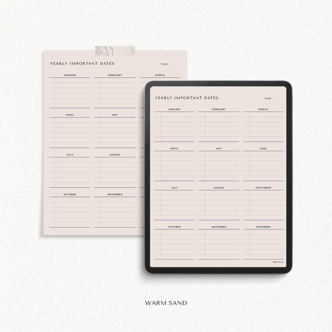 Yearly Important Dates Digital Planner | Year at a Glance ...