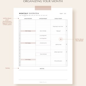 Monthly Overview Printable Planner Month on One Page, Undated Monthly ...