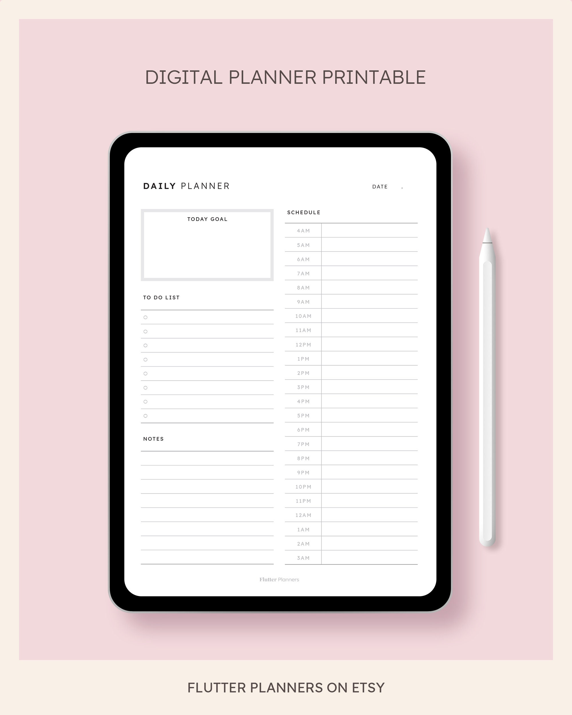 Hourly Daily Planner Printable Day Organizer Inserts To do | Etsy
